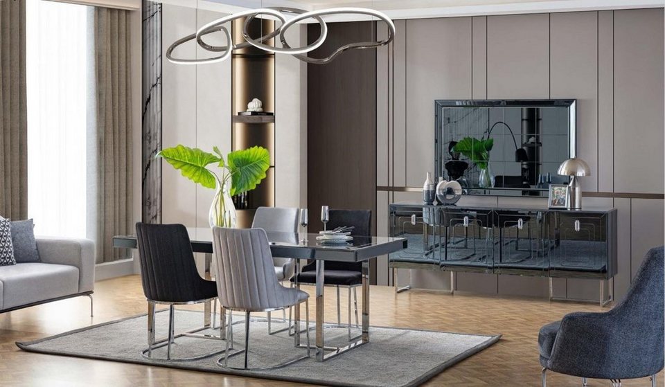 Jvmoebel Esszimmer Set Schwarz Graue Esszimmer Möbel Rechteckiger