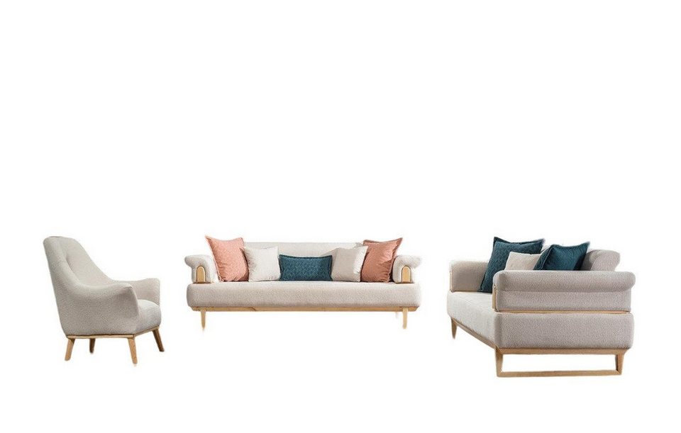 Xlmoebel Polstergarnitur Sofas Garnitur Set 331 Sitzer Holzsessel