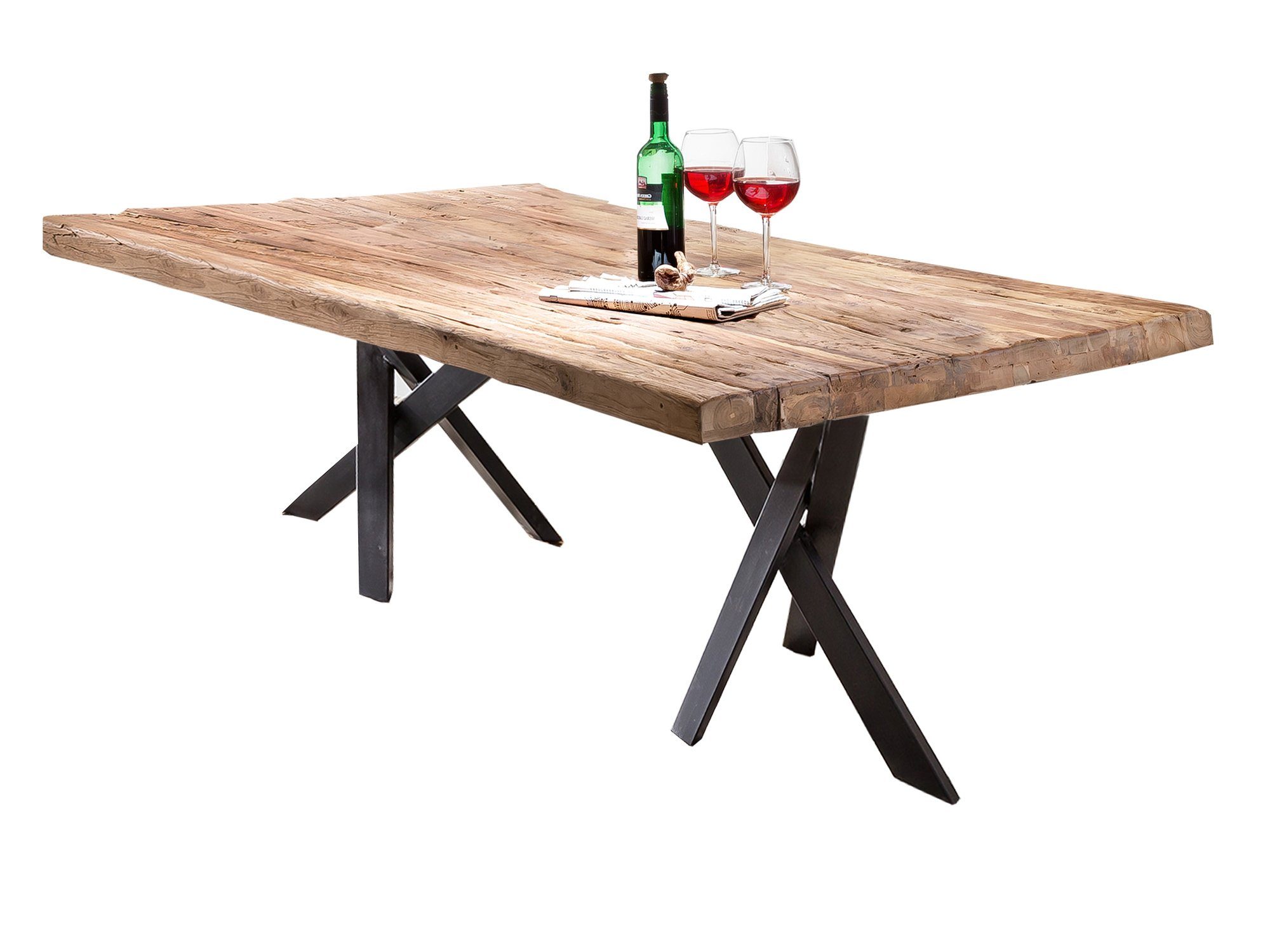 Tpfliving Esstisch Perseus Platte Recyceltes Teak Gestell Metall
