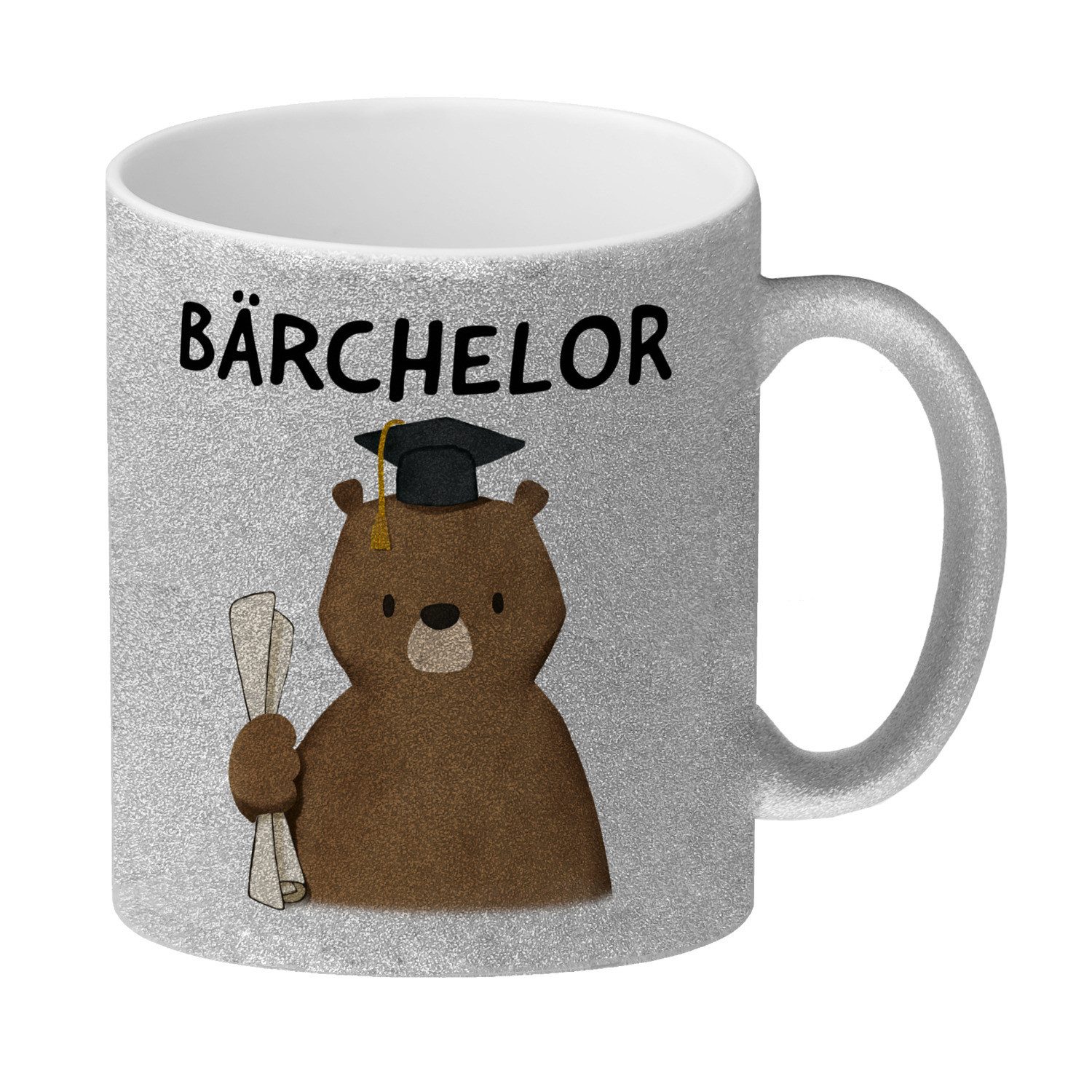 Speecheese Tasse Bär Mit Doktorhut Glitzer Kaffeebecher Mit Spruch