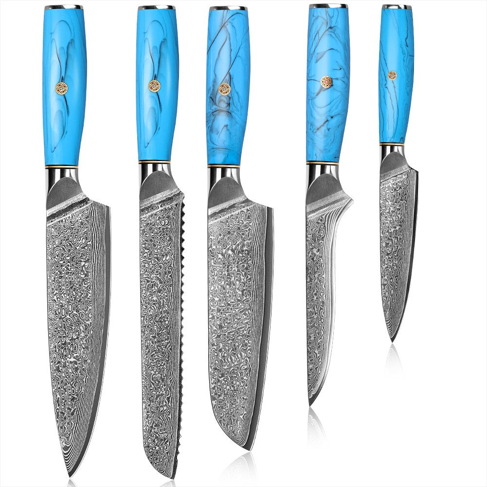 Kinglux Messer Set 5 Teilig Damaststahl Küchenmesser Chefmesser Set Mit
