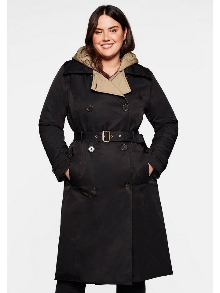 Sheego Trenchcoat Trenchcoat Mit Gürtel In 2 In 1 Optik Mit