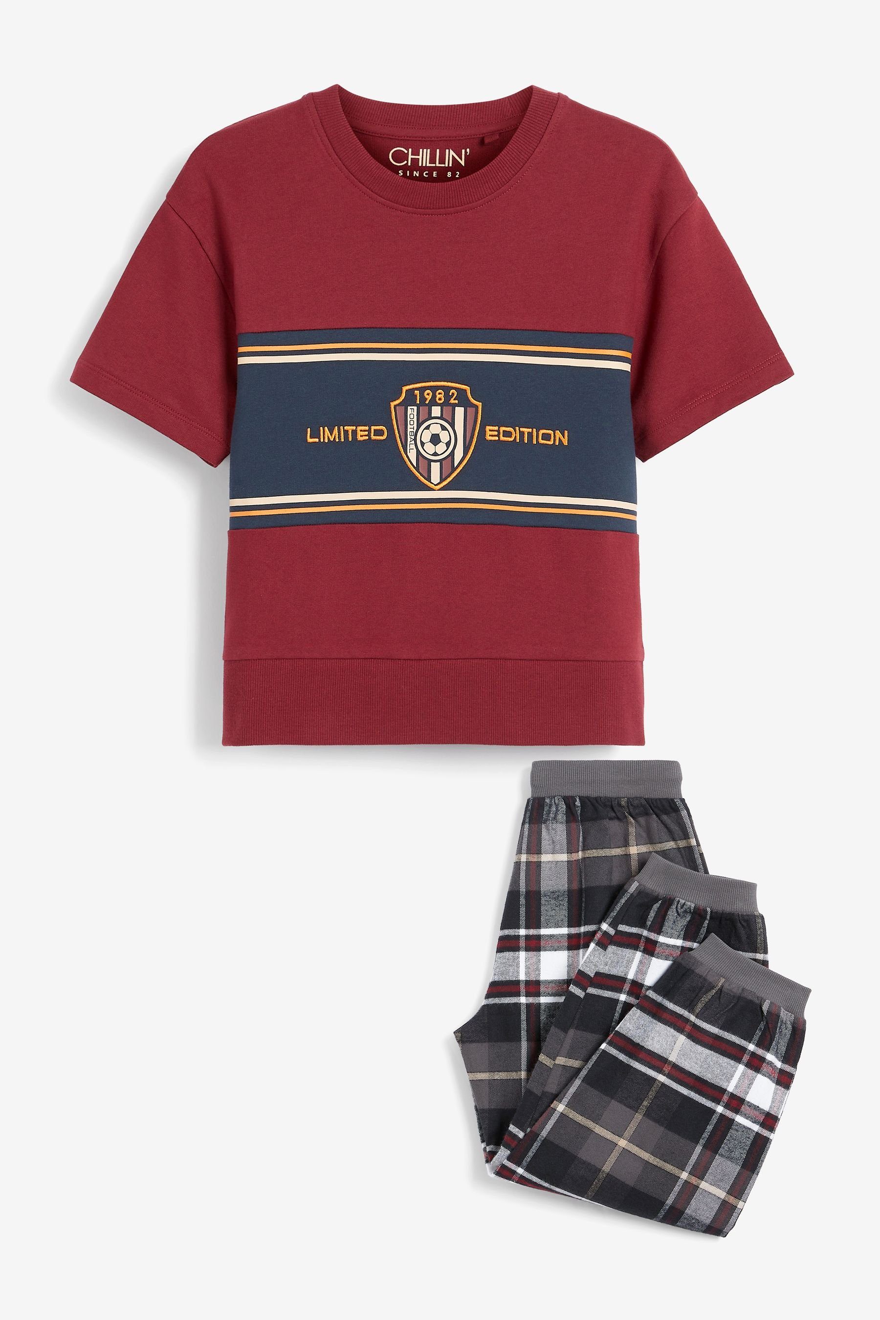 Next Pyjama Oversized Schlafanzug Mit Karomuster 2 Tlg