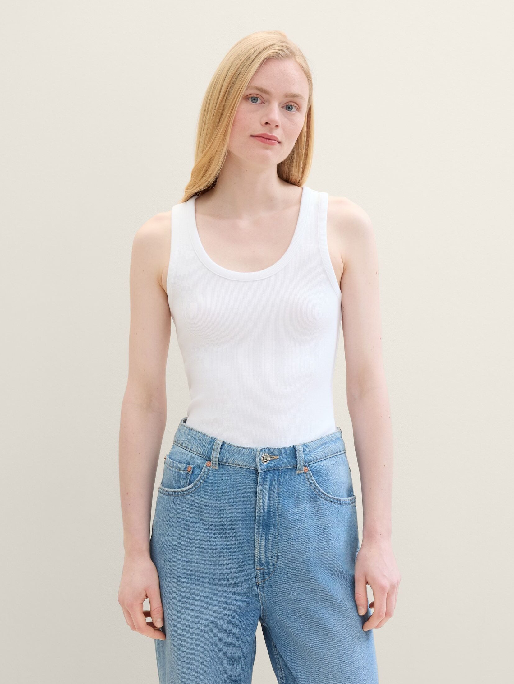 TOM TAILOR Denim Trägertop Top mit Rippstruktur, Unser Model ist 180 cm ...
