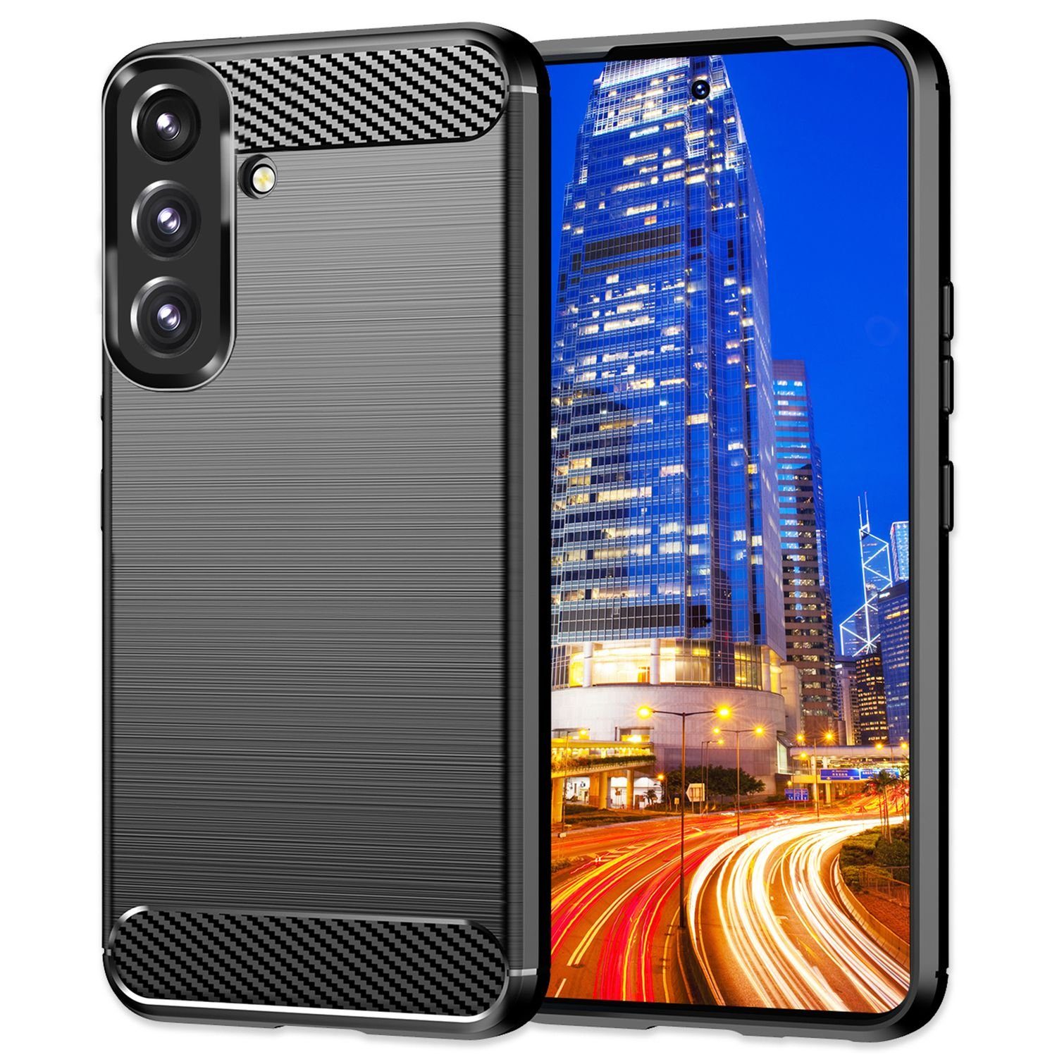 Nalia Smartphone Hülle Samsung Galaxy S24 Plus Carbon Style Silikon