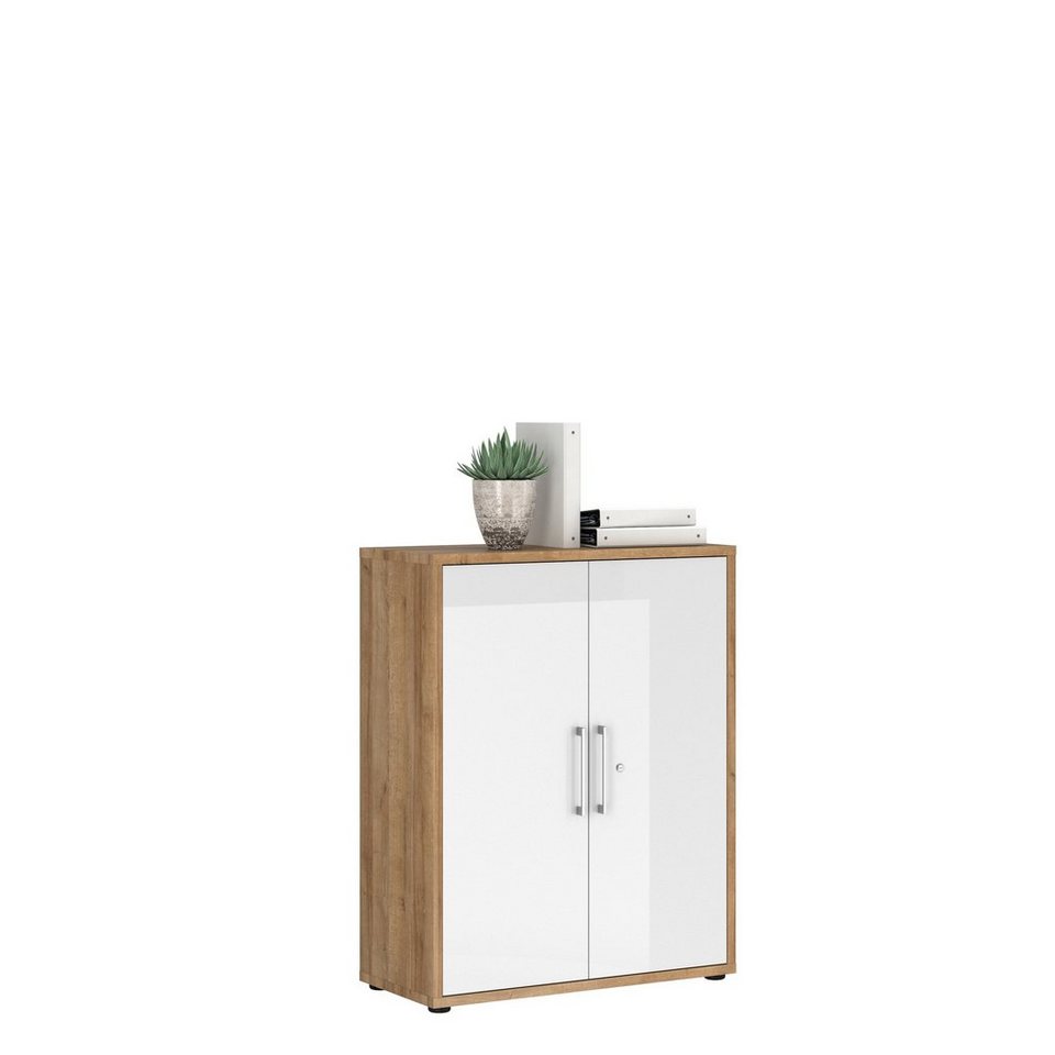 Möbelando Aktenschrank 1397 Hxt 113x40 Cm In Riviera Eiche Weiß