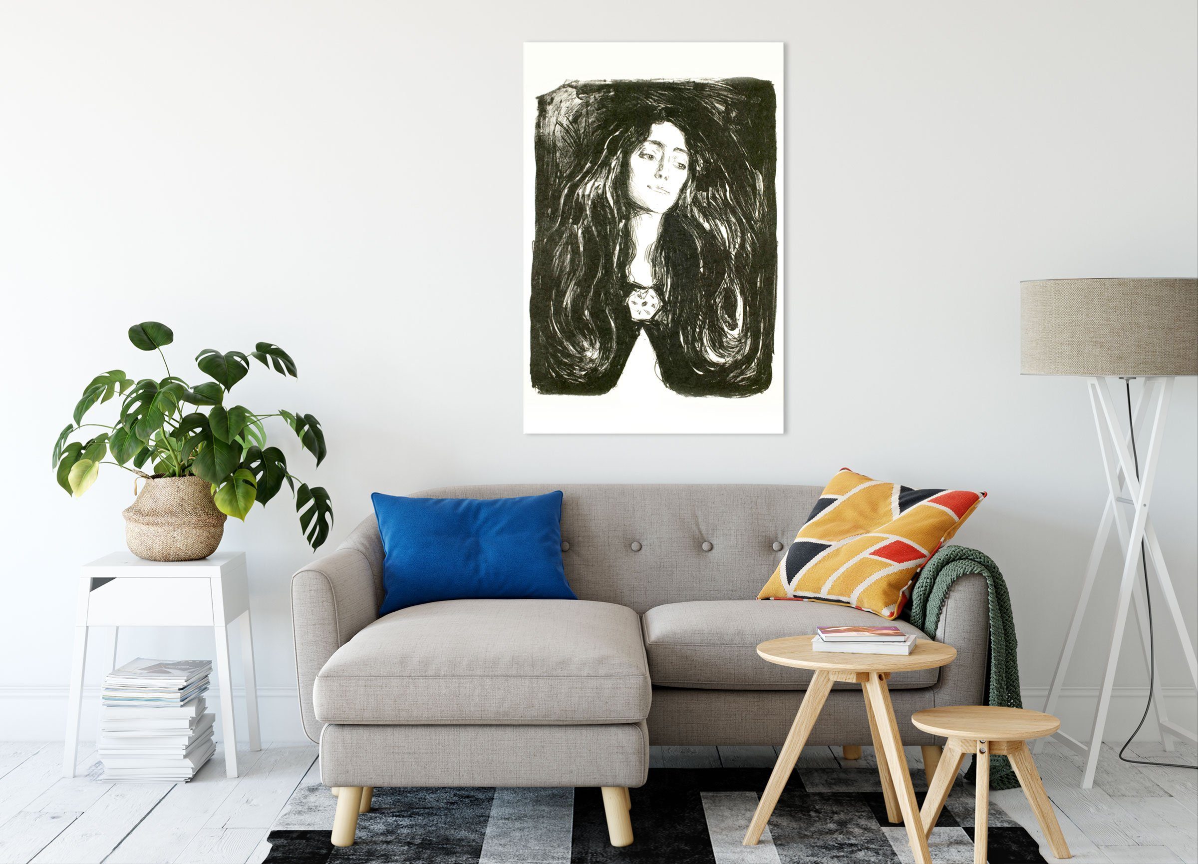 Pixxprint Leinwandbild Edvard Munch - Die Brosche - Eva Mudocci, Edvard ...