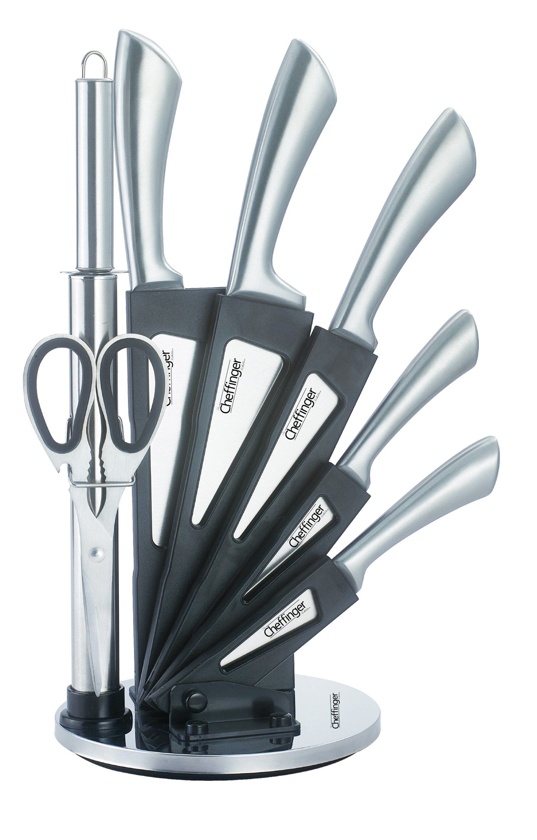 Cheffinger Messer Set 8 Teiliges Profi Messer Set Messerblock