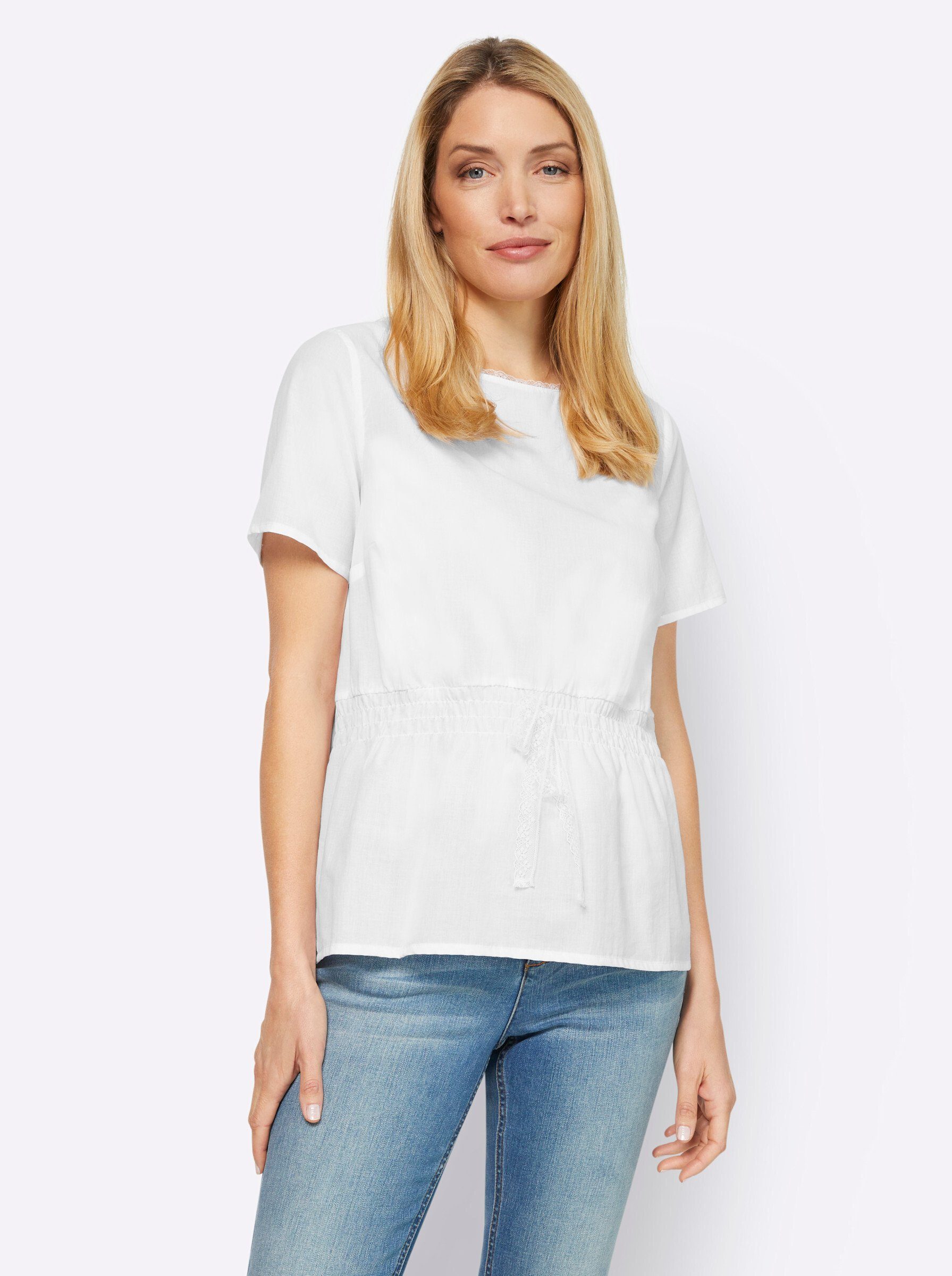 heine Klassische Bluse Bluse, Mit filigranem Spitzenband