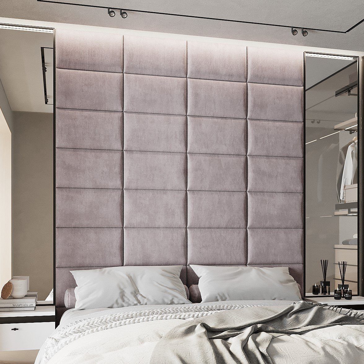 softwalls 3D Wandpaneel Wandpolster-Samtstoff 50x30cm-Wandkissen ...