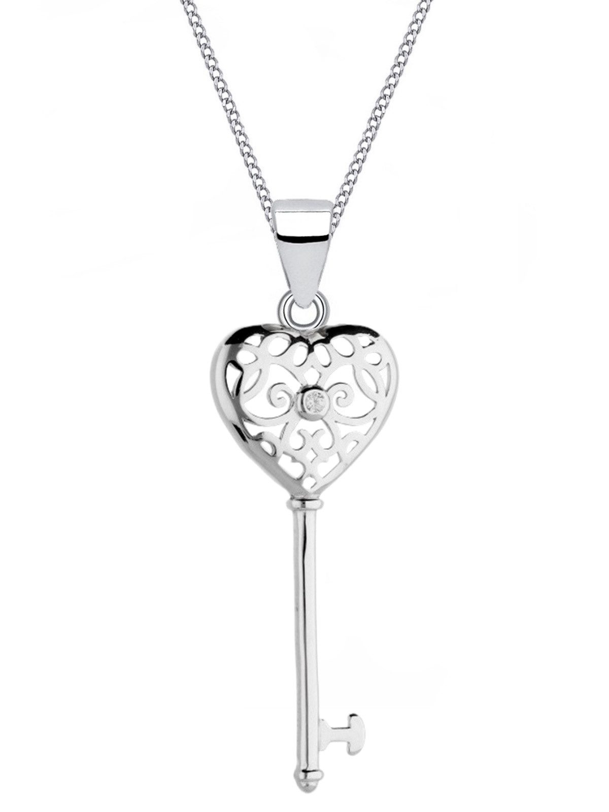 Goldene Hufeisen Kette mit Anhänger Schlüsselanhänger Halskette Silber Herz 925 Anhänger mit ...