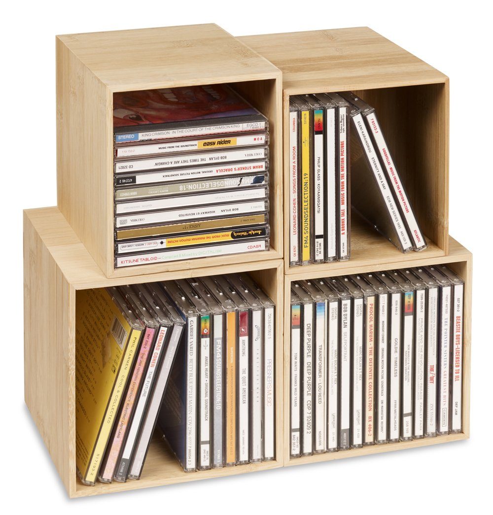 Cubix Aufbewahrungsbox CD-Boxen-Set bambus, 3 CD-Aufbewahrungs-Boxen ...