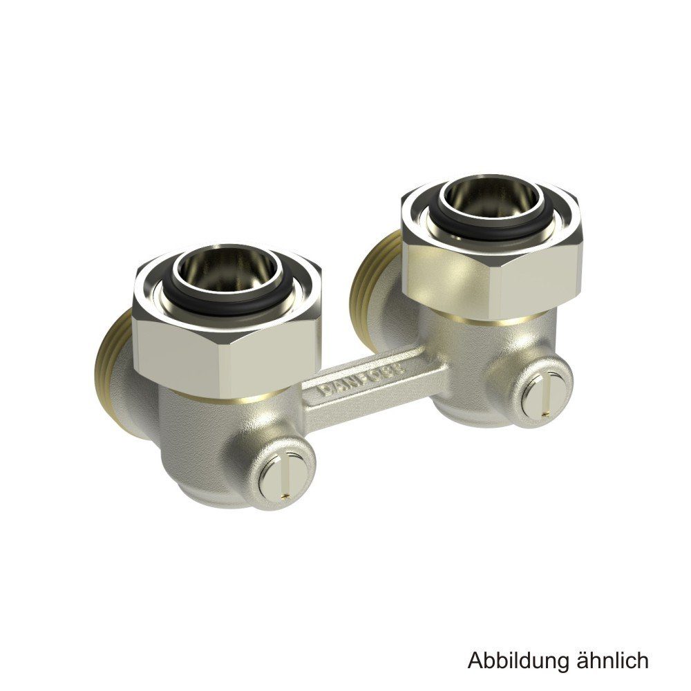 Danfoss Heizkörper Danfoss Hahnblock RLV-KB f. Zweirohranl., R 3/4", Eckform, vernickelt