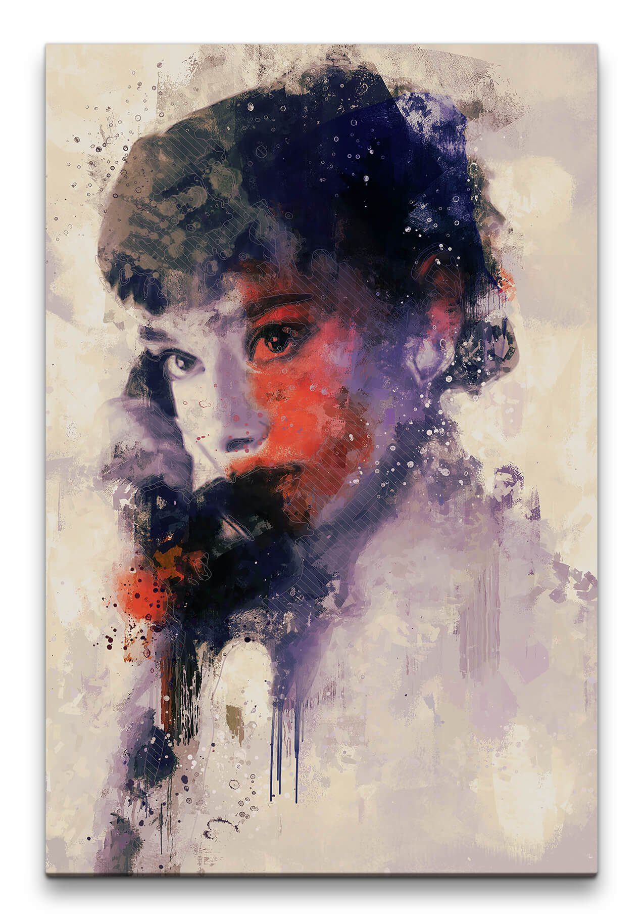 Sinus Art Leinwandbild Audrey Hepburn Porträt Abstrakt Kunst Telefon
