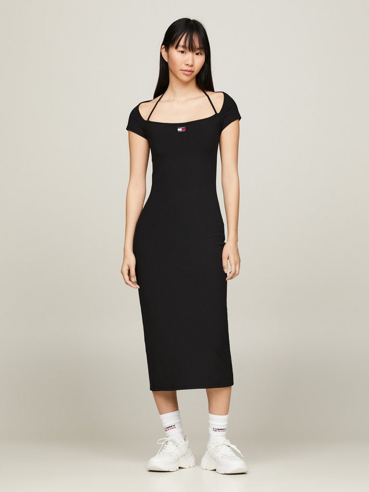 Tommy Jeans Jerseykleid Tjw Midi Badge Rib Dress Ext Mit Tommy Jeans Flagge