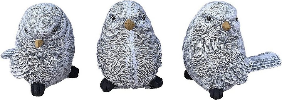 Stone And Style Gartenfigur Steinfigur 3er Set Vögelchen Mittel