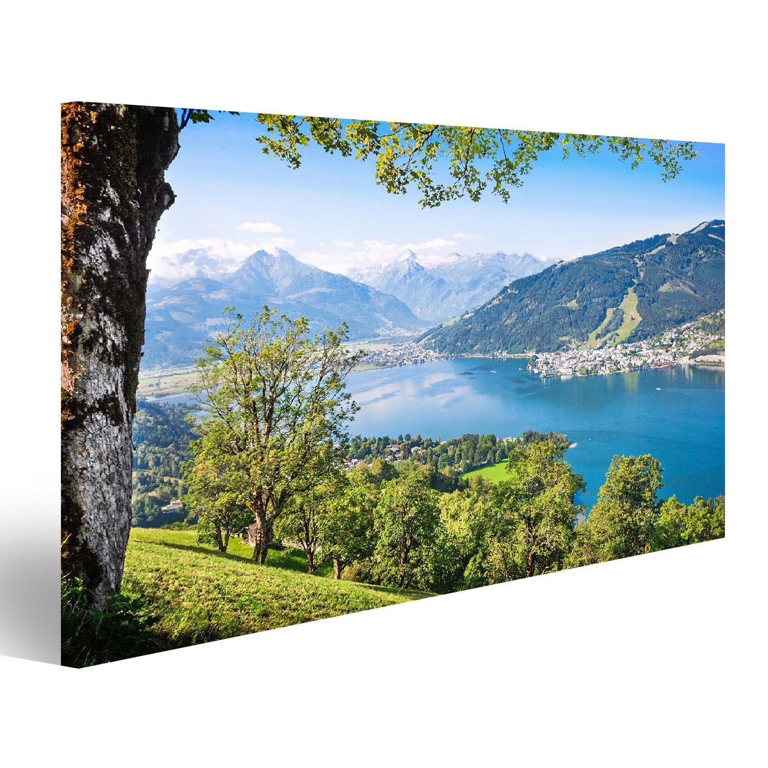islandburner Leinwandbild »Bild auf Leinwand Schöne Landschaft Mit Alpen Und Bergsee In Zell Am ...
