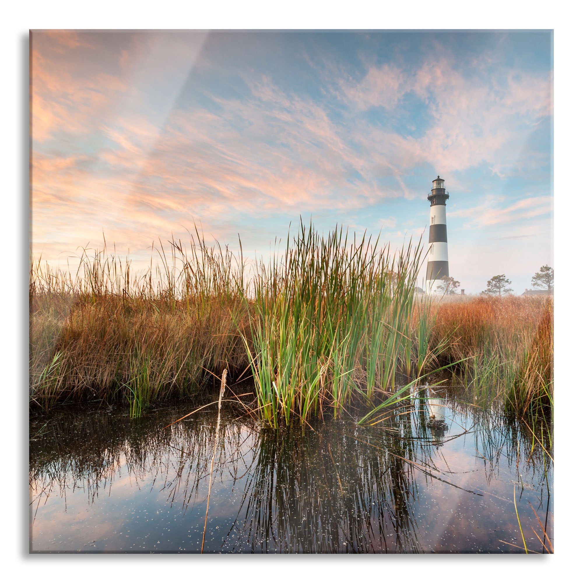 Pixxprint Leinwandbild Leuchtturm, Wanddekoration (1 St), Glasbild aus Echtglas, inkl ...