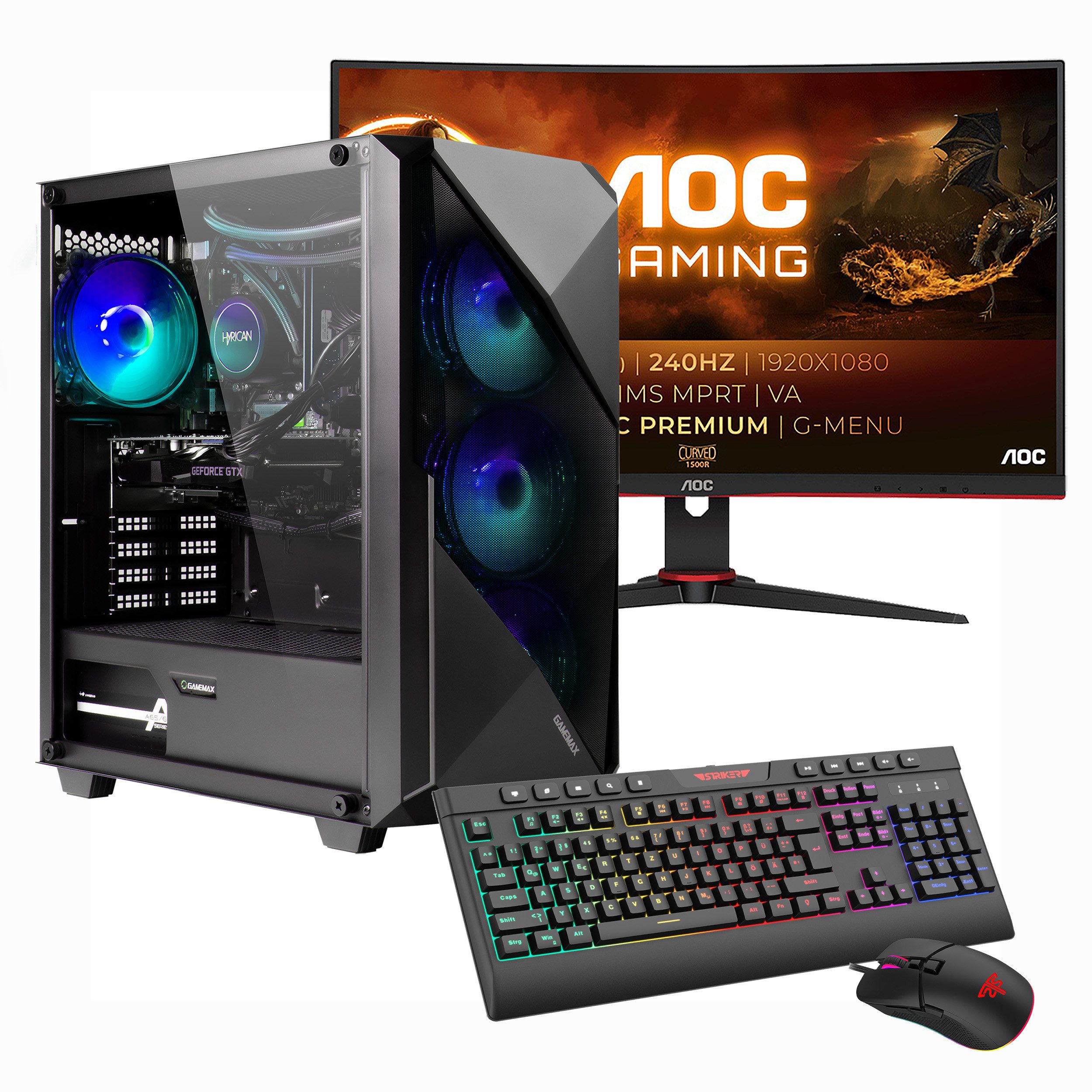 Hyrican Striker SET02401 Gaming-PC-Komplettsystem (27", AMD Ryzen 7 7700X, RTX 4060Ti (16GB), 16 ...