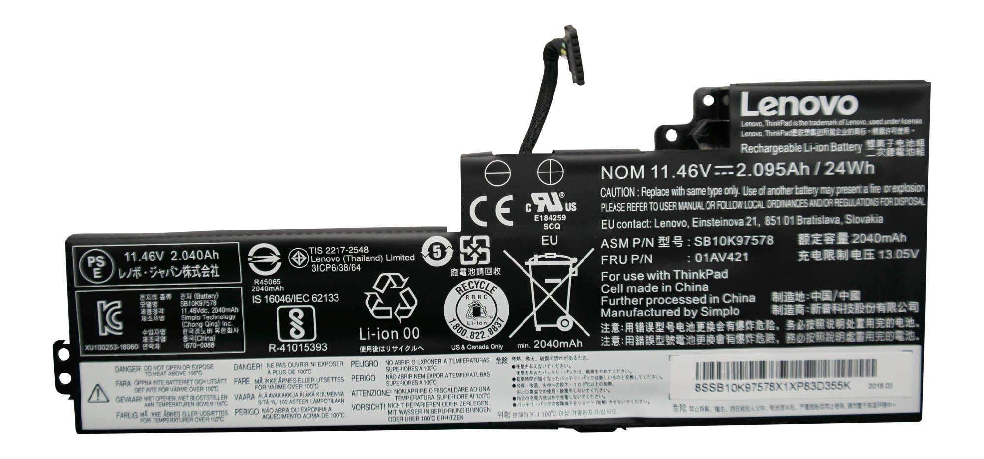 Lenovo Original Akku für Lenovo ThinkPad T480(20L5A057CD) Laptop-Akku ...