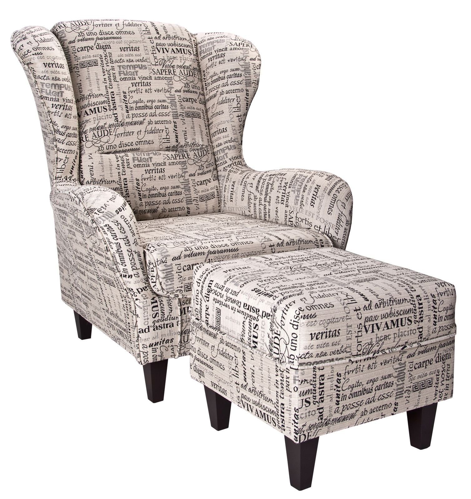 Supellex Ohrensessel Sofia, Relaxsessel mit Hocker Carpe Diem Beige Design