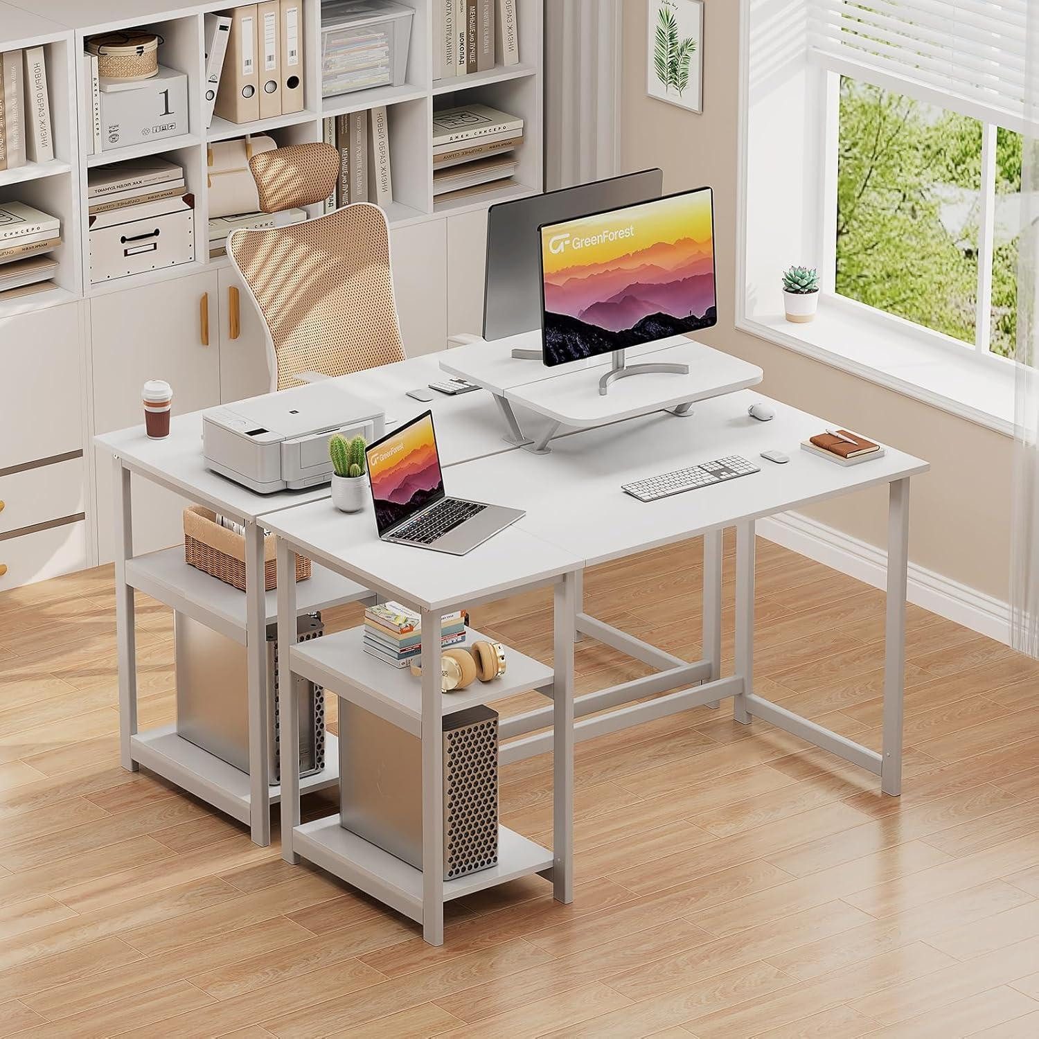 LuxusKollektion Computertisch Schreibtisch Weiß mit Stauraum und ...