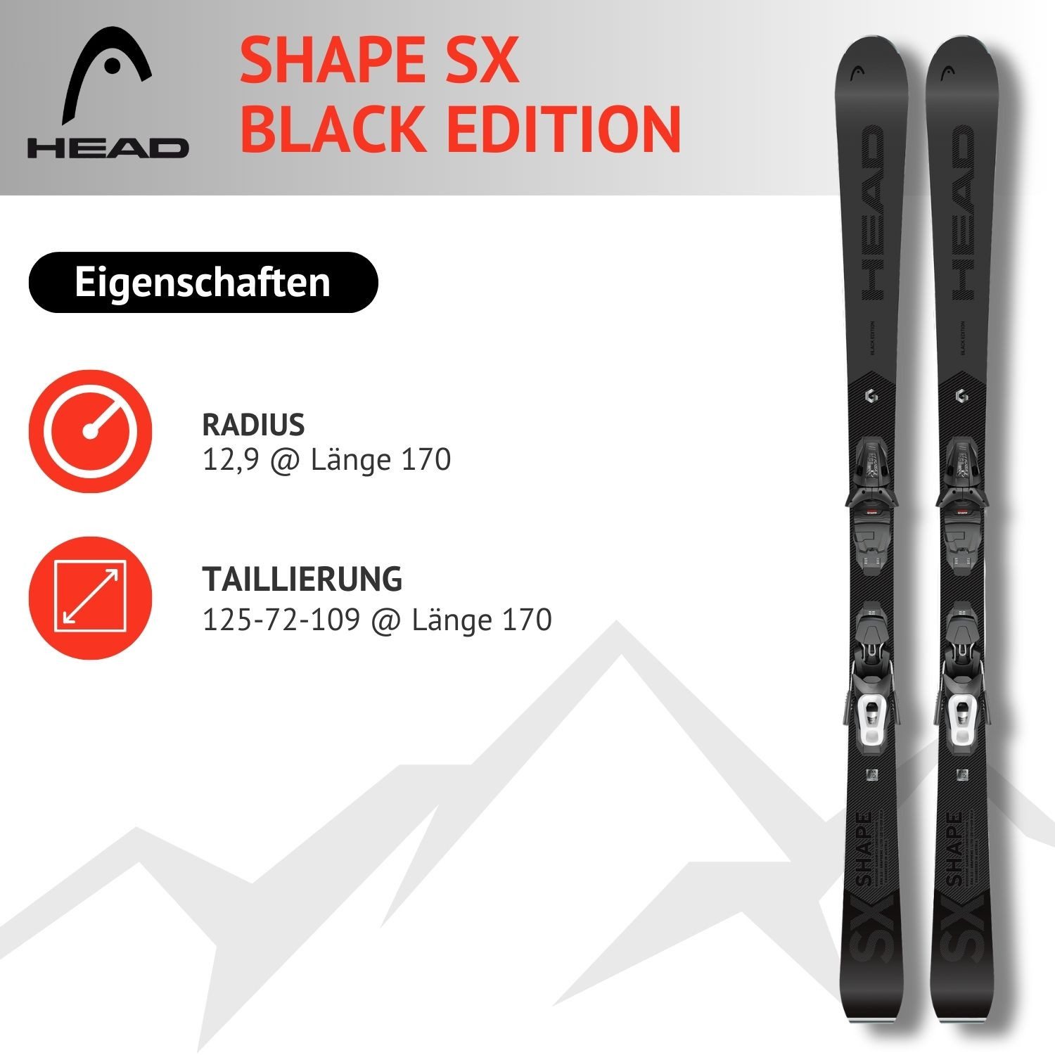 Head Ski, Head Shape SX Black Edition Speed Rocker 163cm + Bindung PR11 ...
