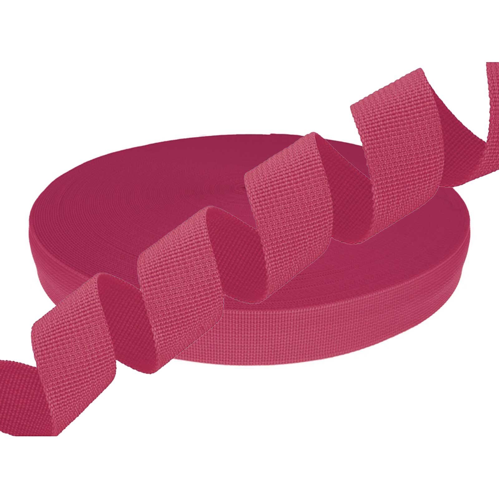 maDDma Gurtband Polyester 10m lang 20mm breit Farbwahl Rollladengurt, 514 pink