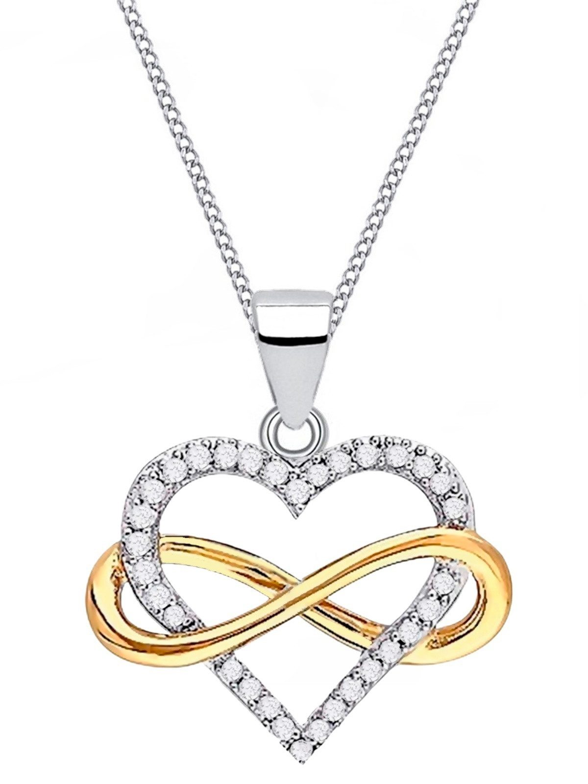 Goldene Hufeisen Kette mit Anhänger Halskette Gold Unendlichkeit Herz 925 18K vergoldet mit ...