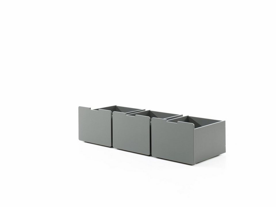 Vipack Bettschubkasten Aus Mdf In Grau Mit 3 Schubladen Abmessungen