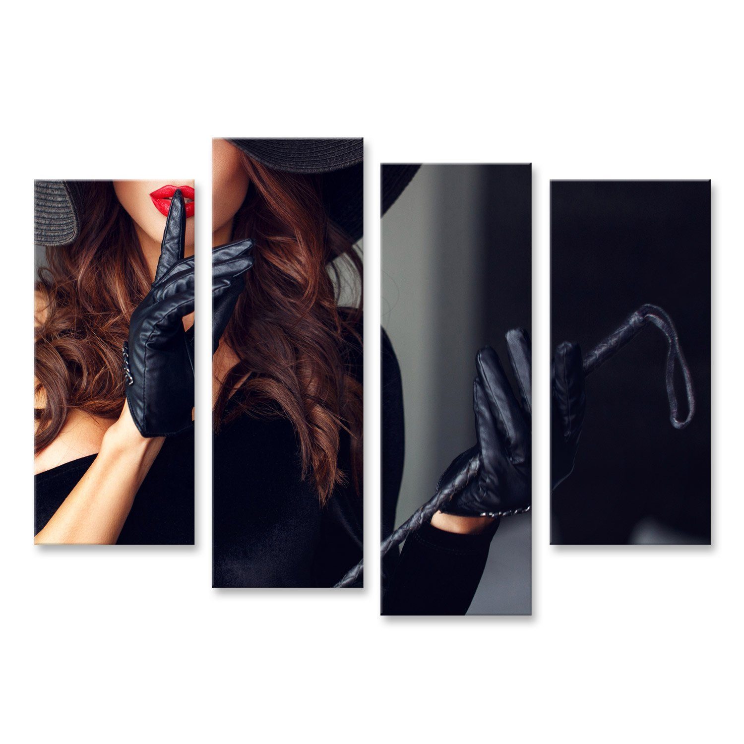 islandburner Leinwandbild »Bild auf Leinwand Sexy Dominante Frau Zeigt Nicht Reden Bdsm Wandbild ...