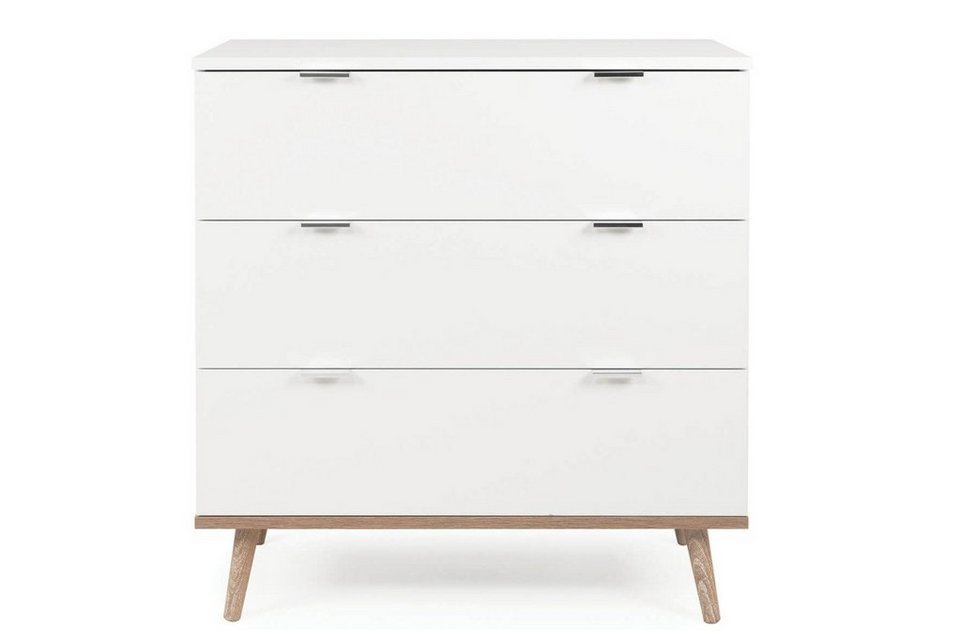 Finori Möbel Kommode Göteborg 80 Cm Weiß Dekor Sonoma Eiche Beistellkommode