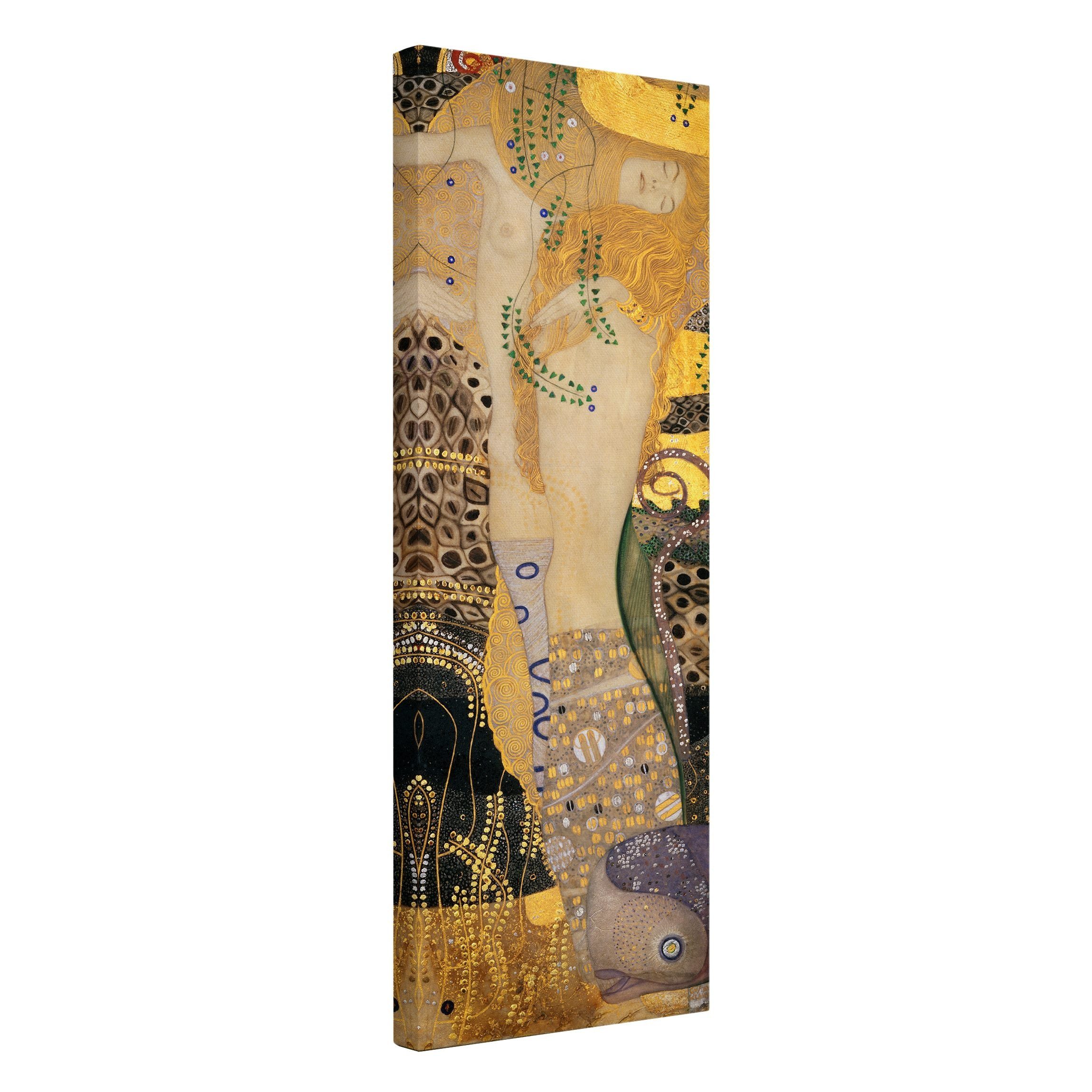 Bilderdepot24 Leinwandbild Kunstdruck Gustav Klimt Wasserschlangen gold Bild auf Leinwand XXL ...