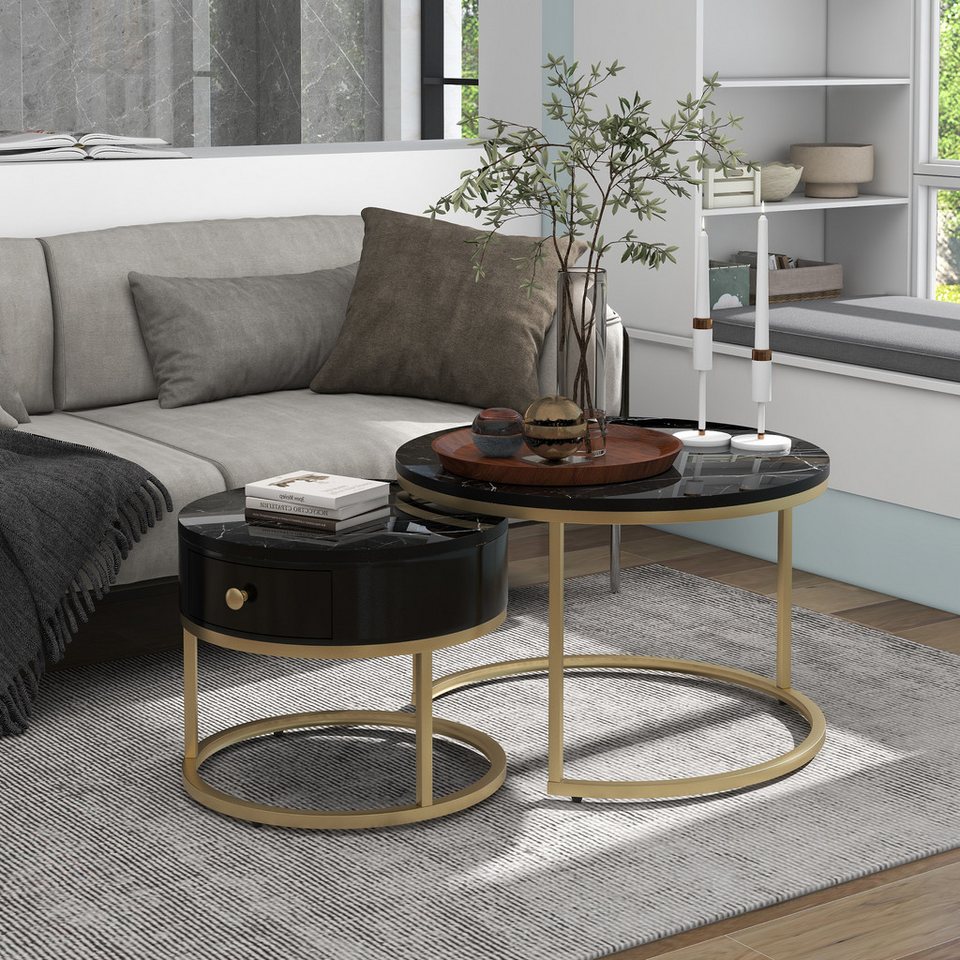 Joivi Couchtisch Moderner Nesting Couchtisch Hochglanz Nested