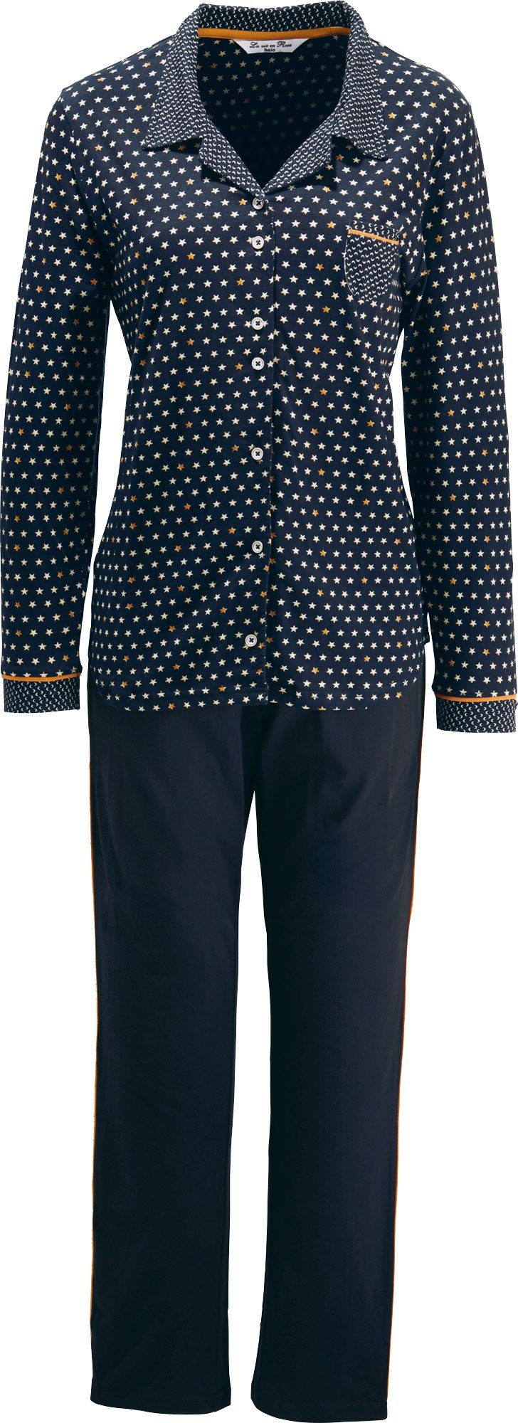 Hajo Pyjama Damen-Schlafanzug Single-Jersey Sterne