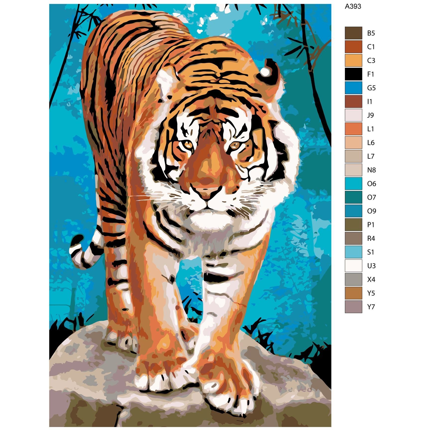 Marussia Kreativset Malen nach Zahlen "Tiger beobachtend", 40x60cm, A393, (embroidery kit)