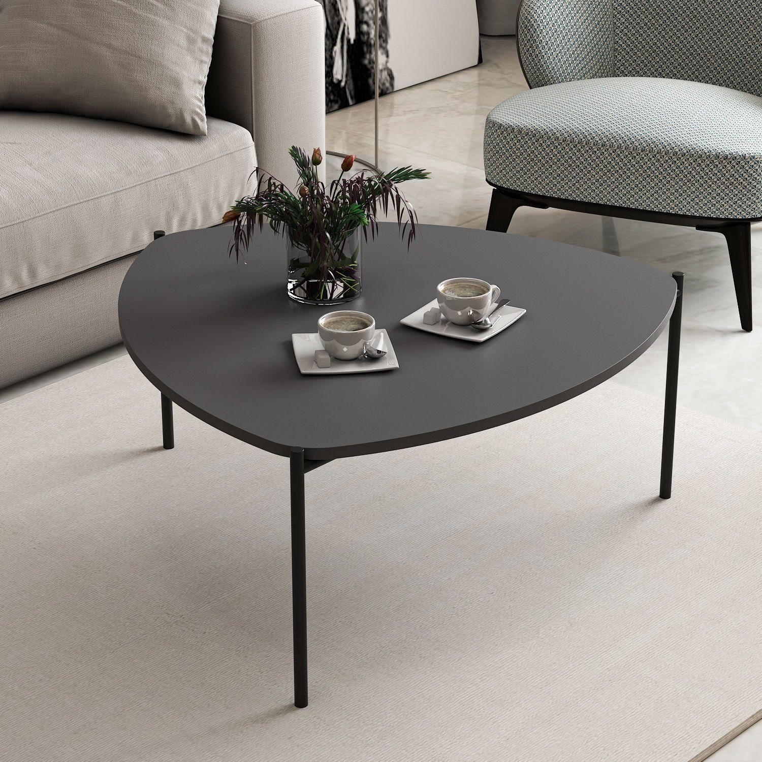 Elegantes Oval Couchtisch Schwarz Bilder