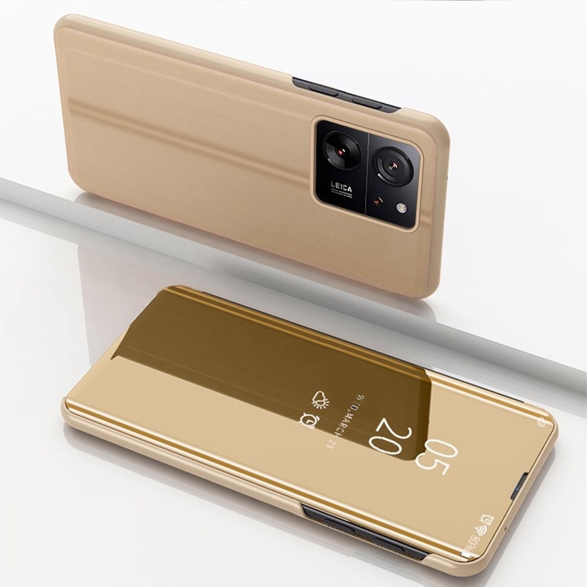 Wigento Handyhülle Für Xiaomi 13t 13t Pro View Spiegel Handy Smart