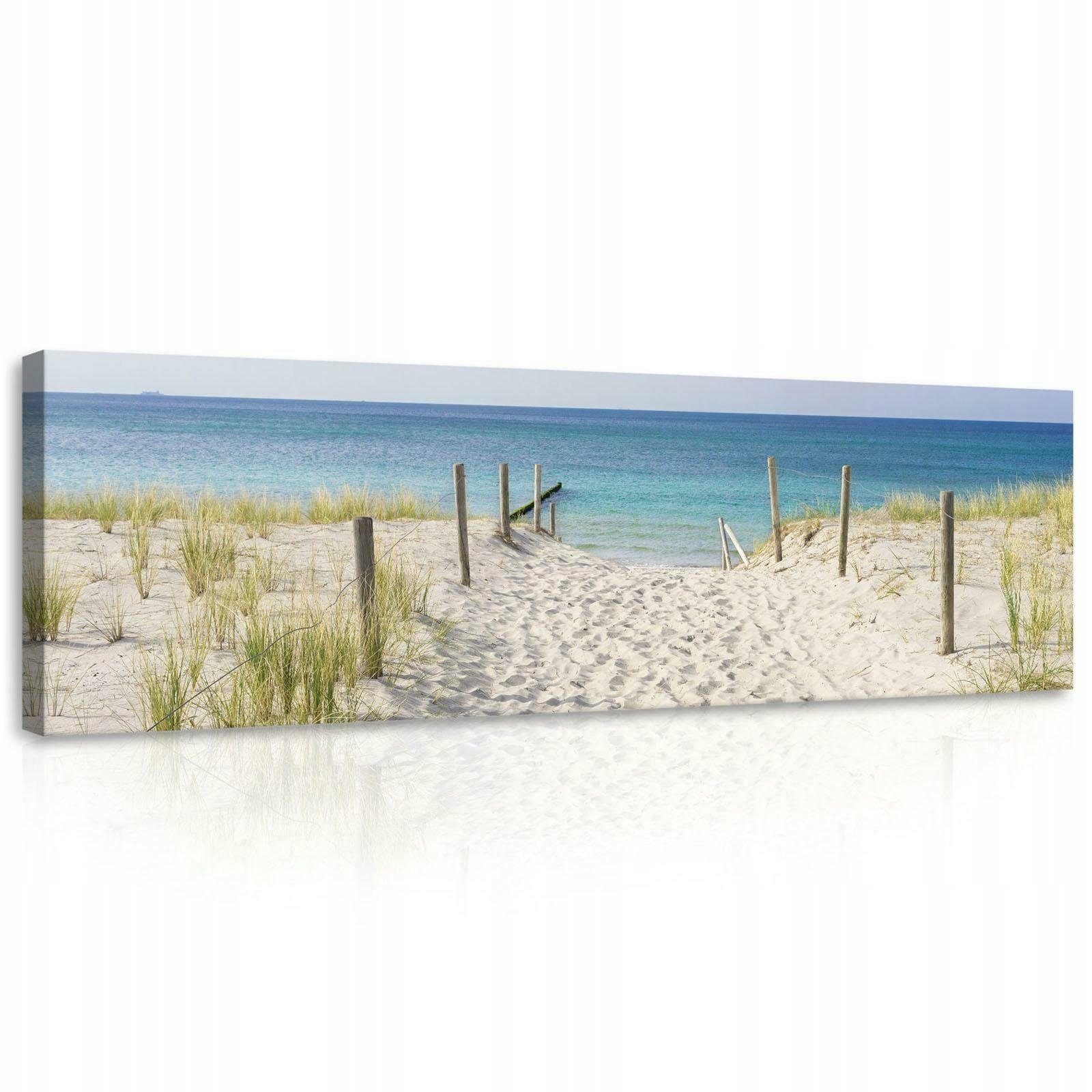 Wallarena Leinwandbild Strand Meer Landschaft Wandbild 145x45 cm Groß XXL Wandbilder ...