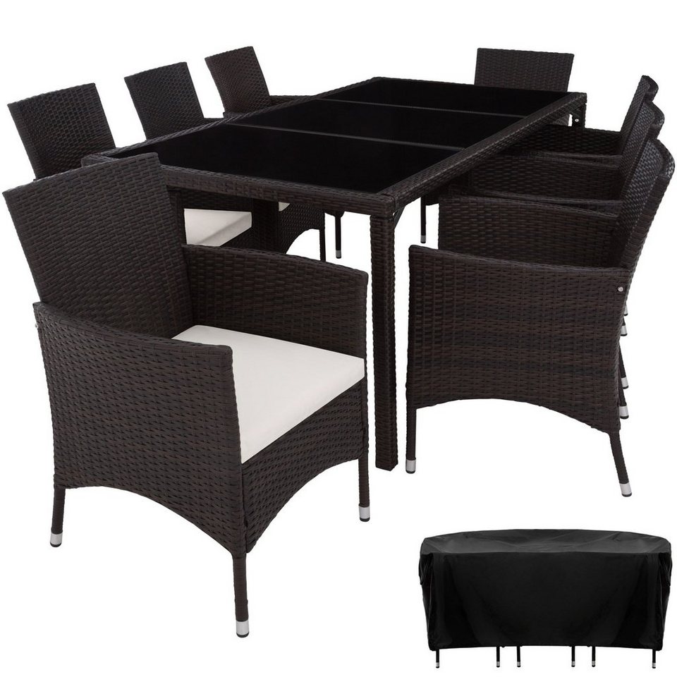 Tectake Sitzgruppe Rattan Sitzgruppe Valencia 81 Mit Schutzhülle 9