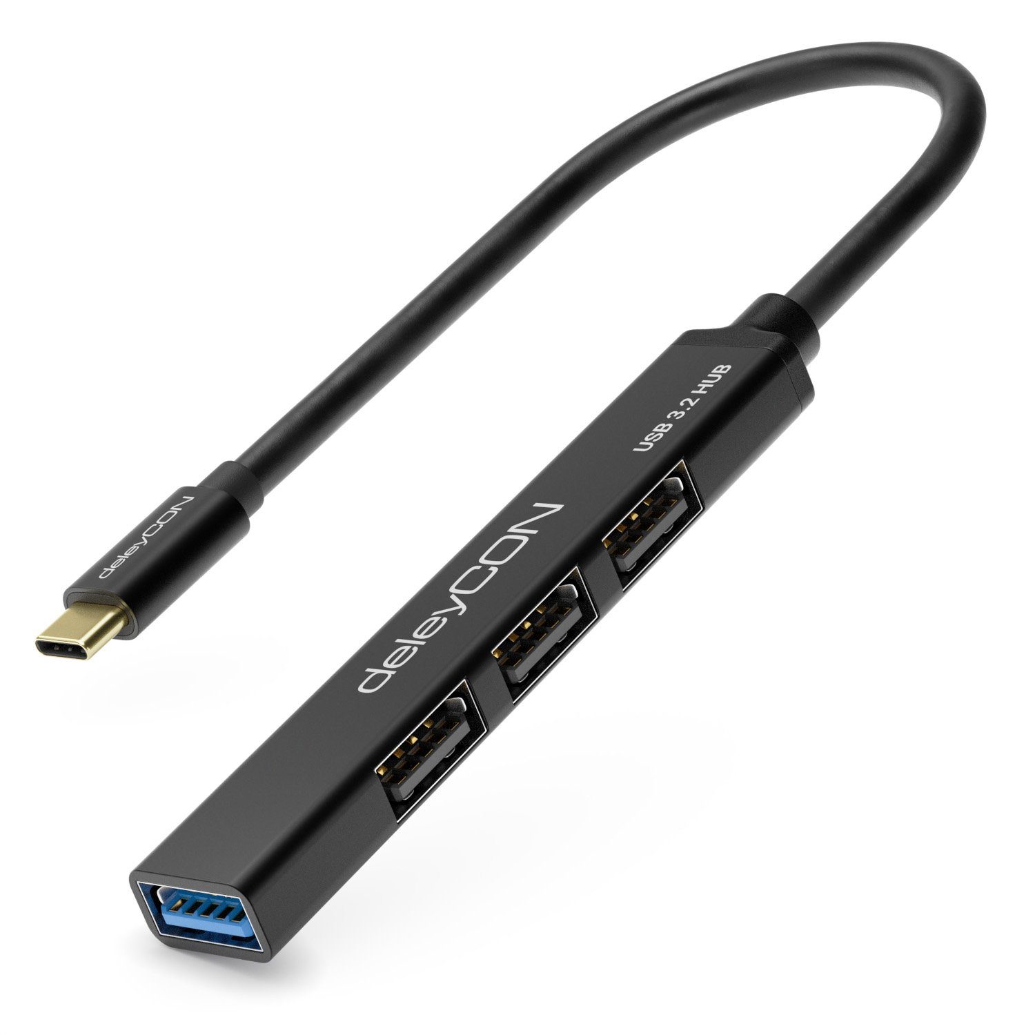 deleyCON deleyCON USB HUB 4 Port 4x USB A 1xUSB3.0 & 3xUSB2.0 mit USB C ...