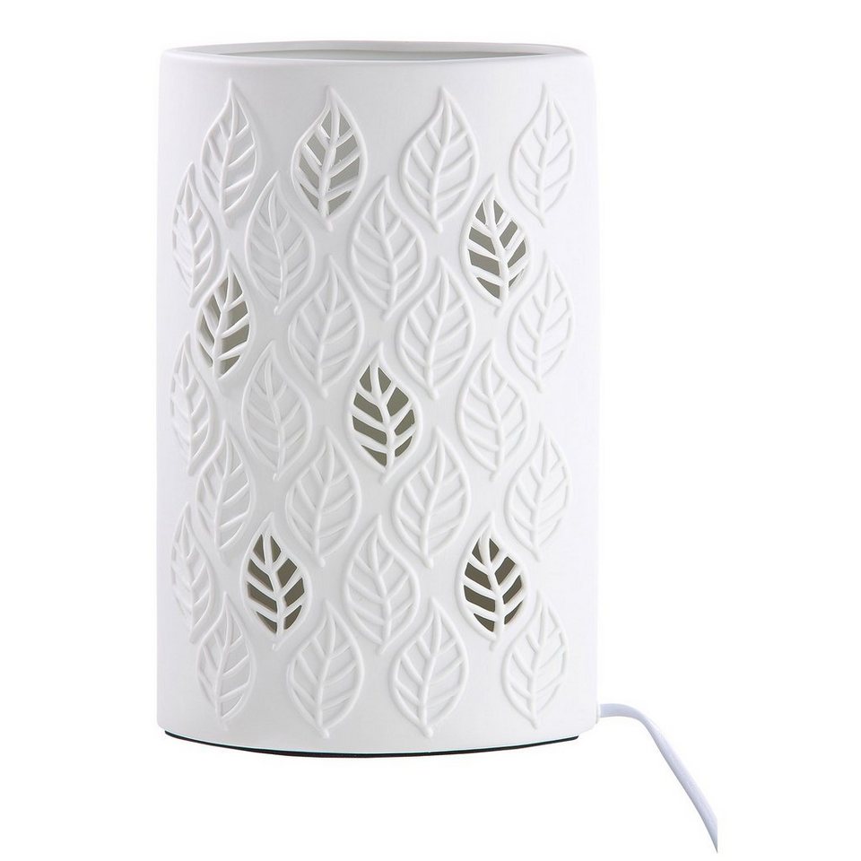 Gilde Tischleuchte Gilde Lampe Blätter Weiß H 285cm X B 18cm X T