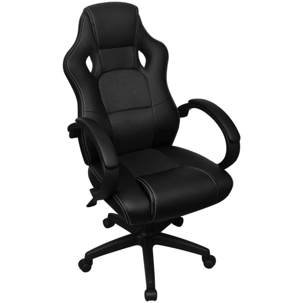 Furnicato Bürostuhl Racing Schwarz Kunstleder 1 St