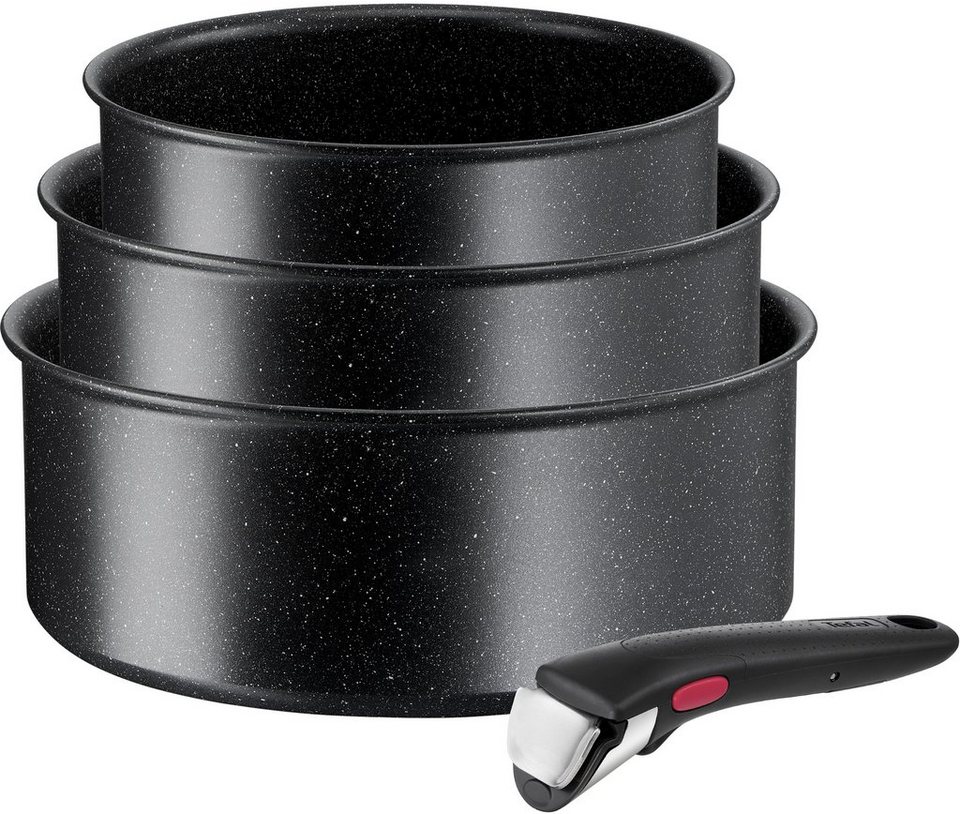 Tefal Topf Set L39996 Ingenio Black Stone Aluminium Set 4 Tlg Je 1