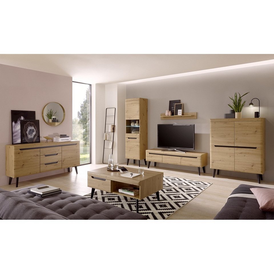 Lomadox Wohnzimmer Set Tirol 61 Mega Spar Set 4 St 4 Tlg Eiche
