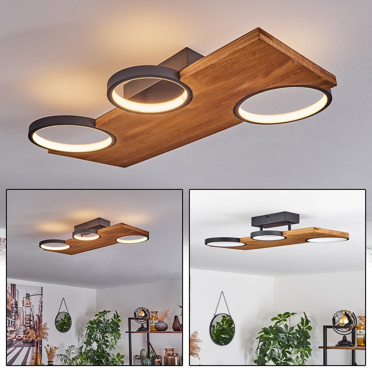 Hofstein Deckenleuchte Deckenlampe Aus Metallholzkunststoff In