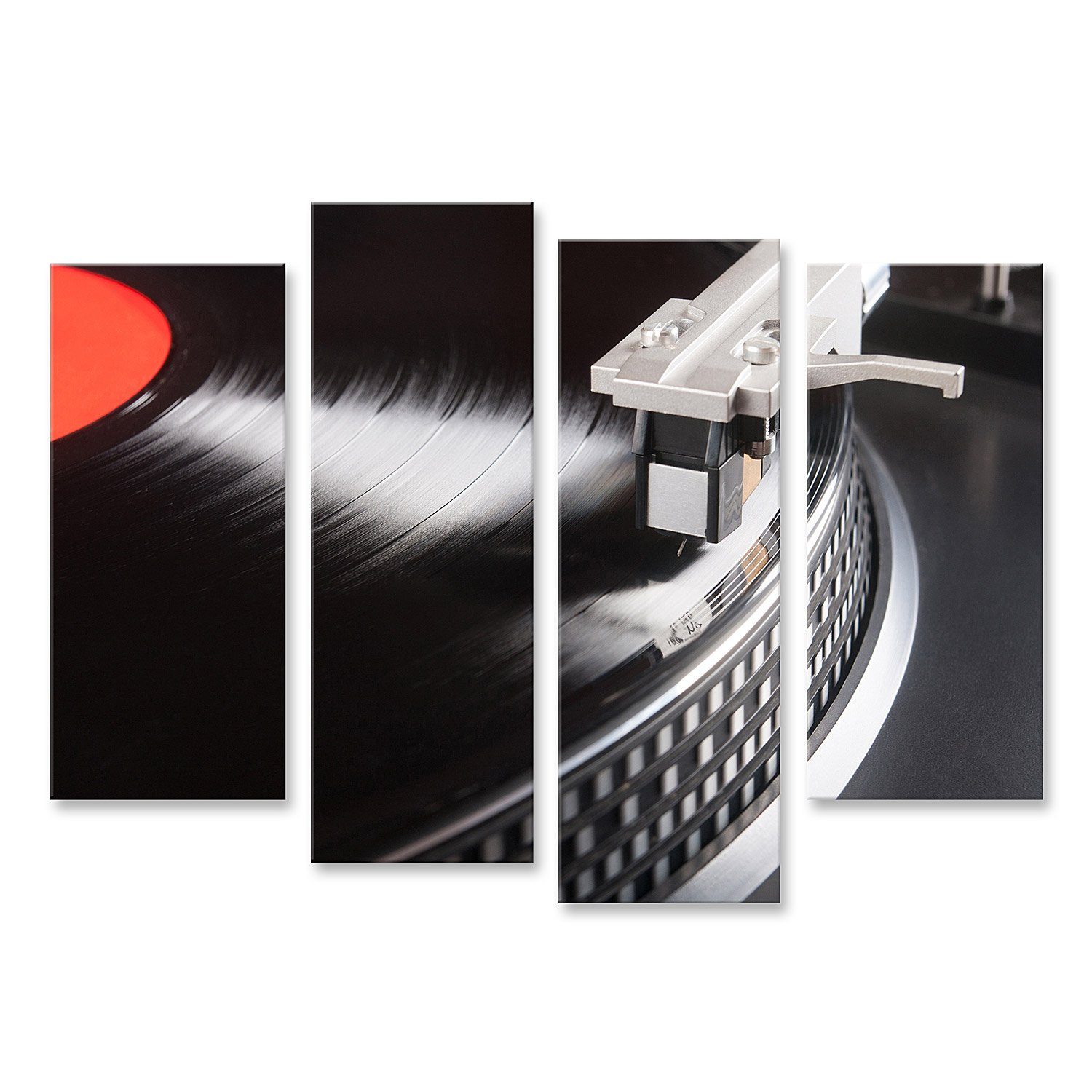 islandburner Leinwandbild »Bild auf Leinwand Vintage Plattenspieler Mit Vinyl Schallplatte Close ...