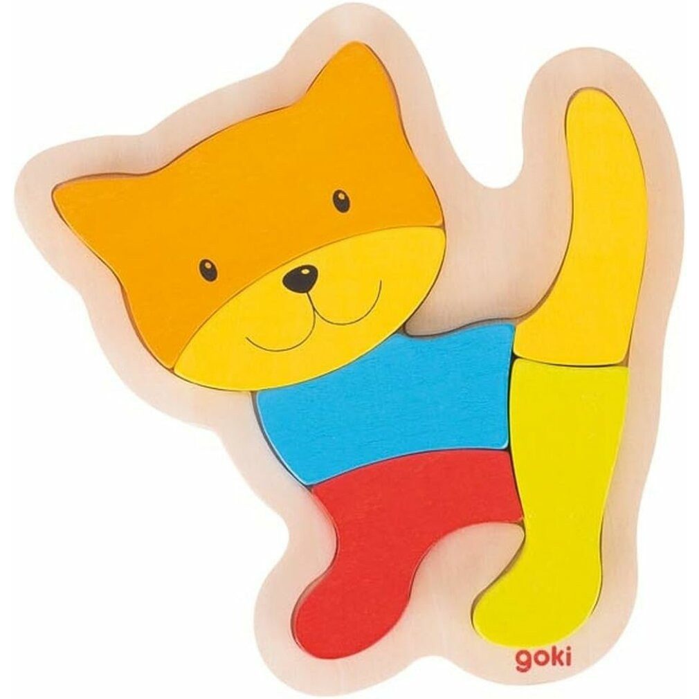 goki Puzzle Holzpuzzle Katze 6 Teile, Puzzleteile