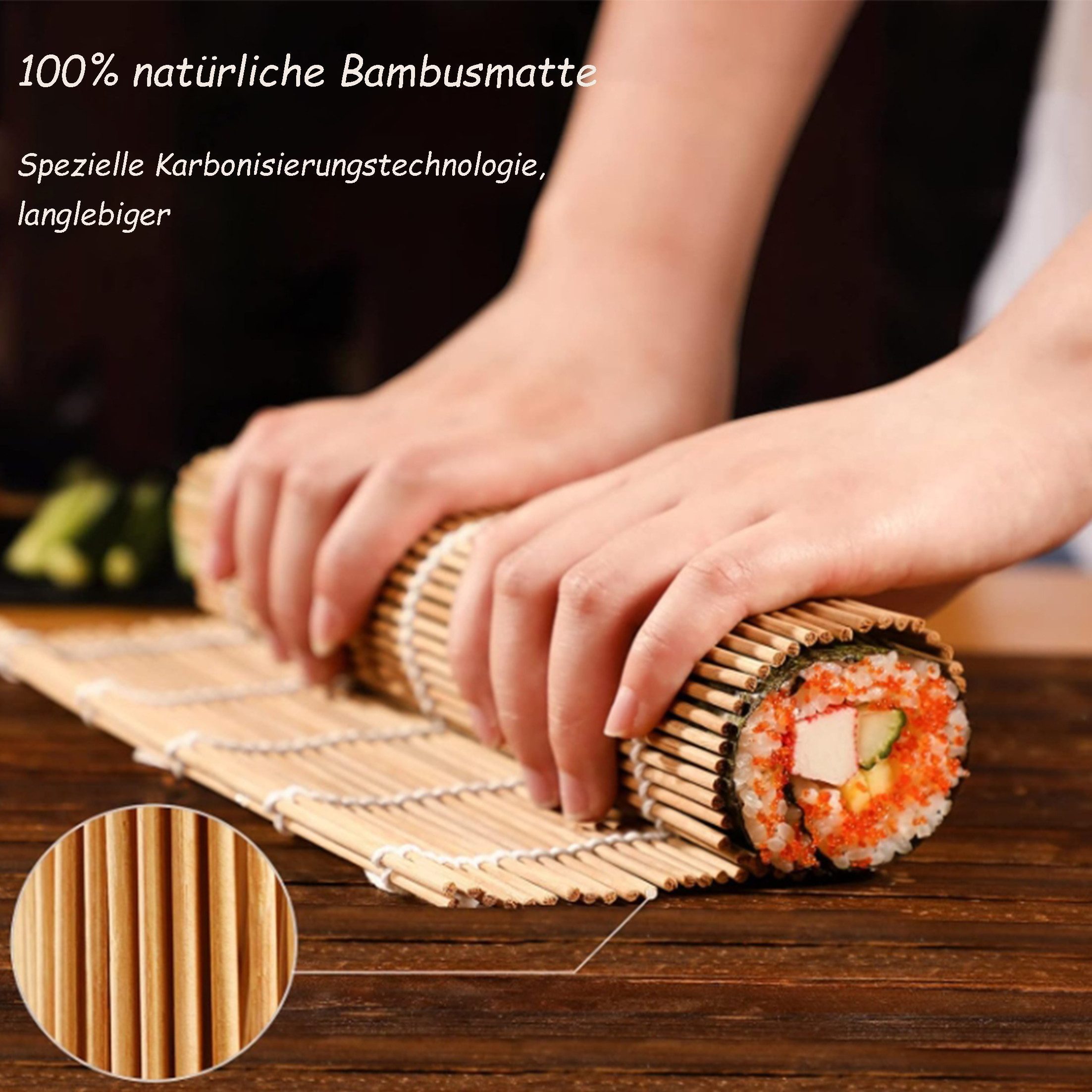 KINSI Sushi-Roller Sushi-Maker Set komplett mit Bambusmatte,Sushi ...