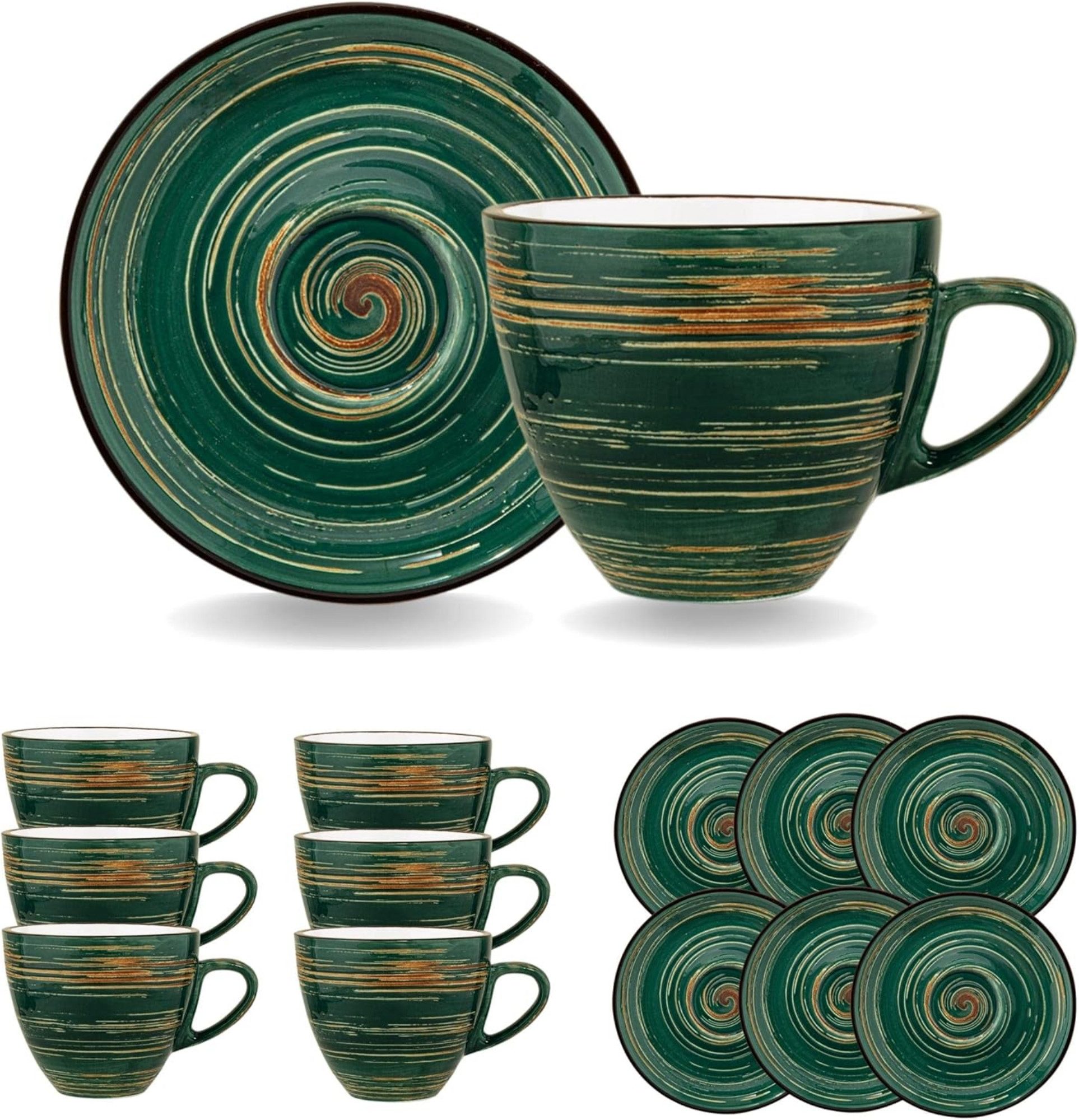 Wilmax England Tasse Spiral Tassen Untertassen 300 Ml 6er Set
